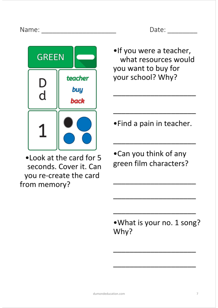 CardEd Set 1 – Card 2 Activity Ideas – Dumond Education